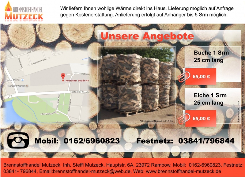 Flyer für Kunden aus Mecklenburg (Dachdecker, Brennstoffhandel ...